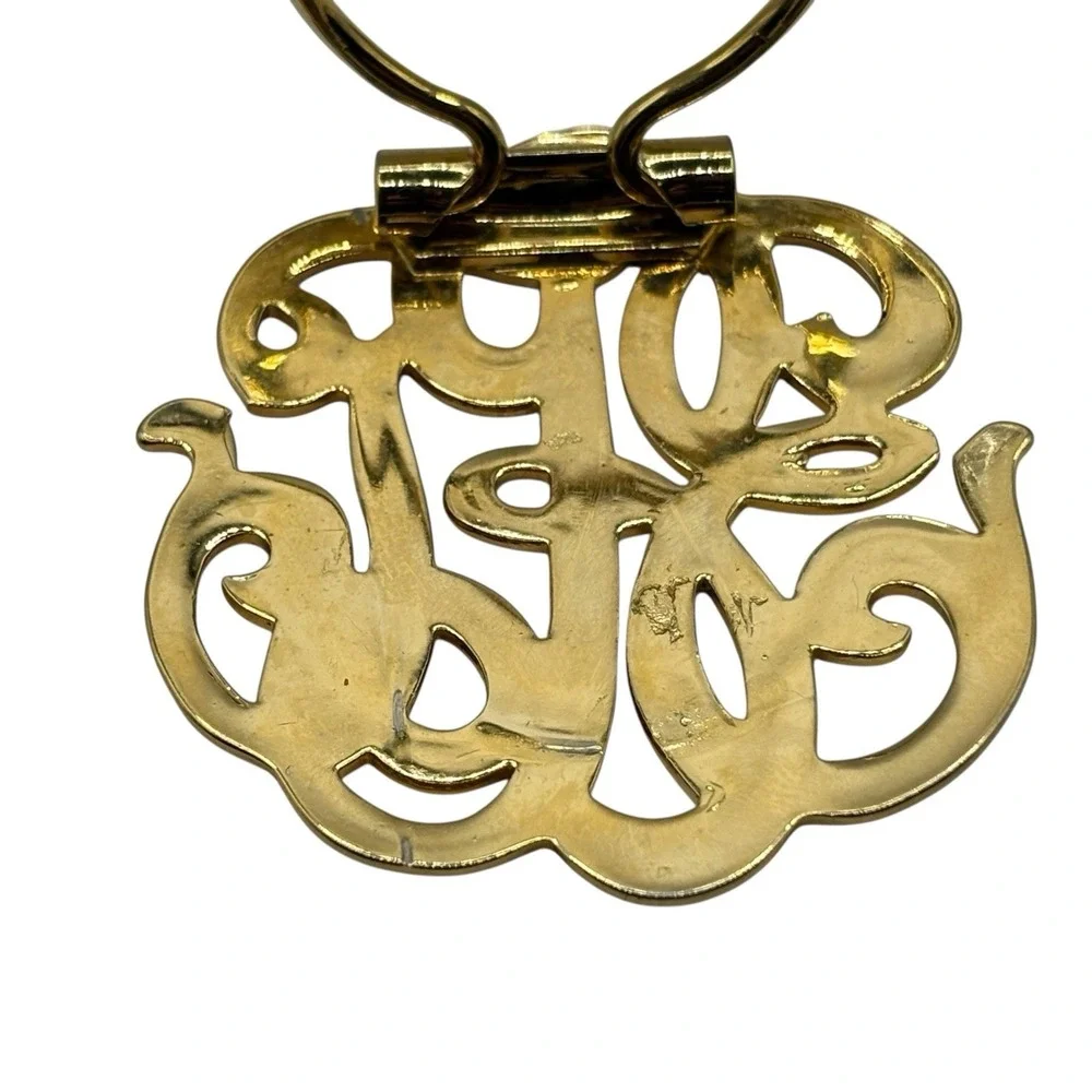 Accessories | Vintage Scarf Dress Clip Gold Tone Monogram Initials ...